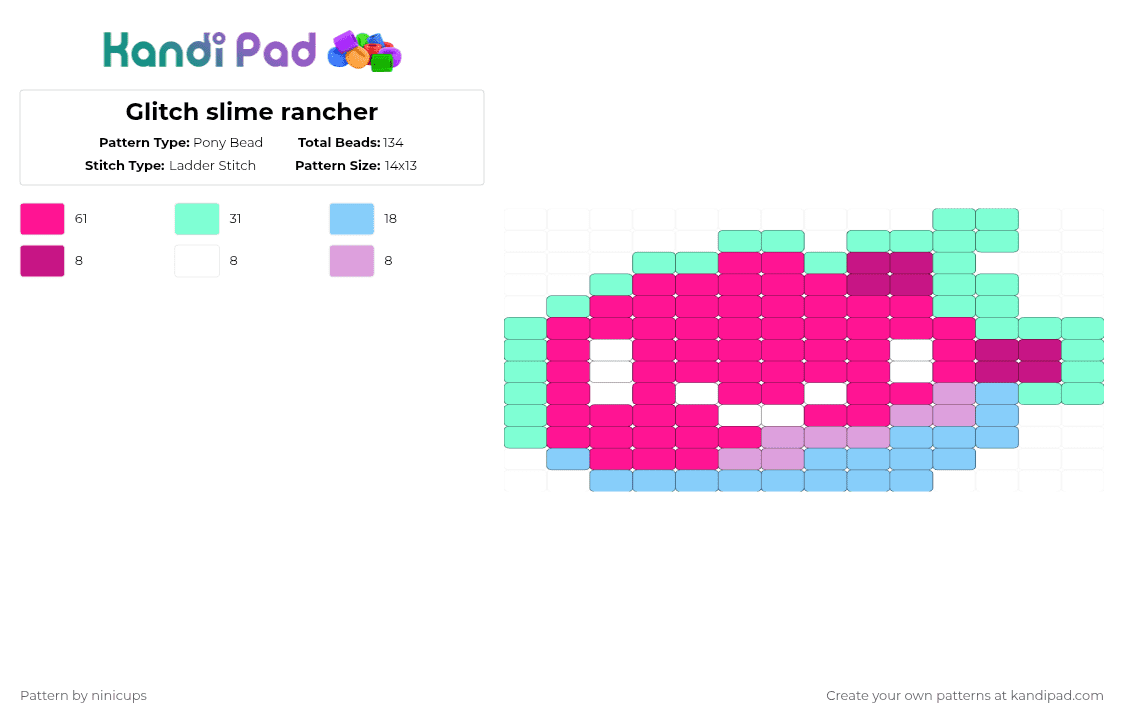 Glitch slime rancher Pony Bead Pattern - Kandi Pad | Kandi Patterns ...