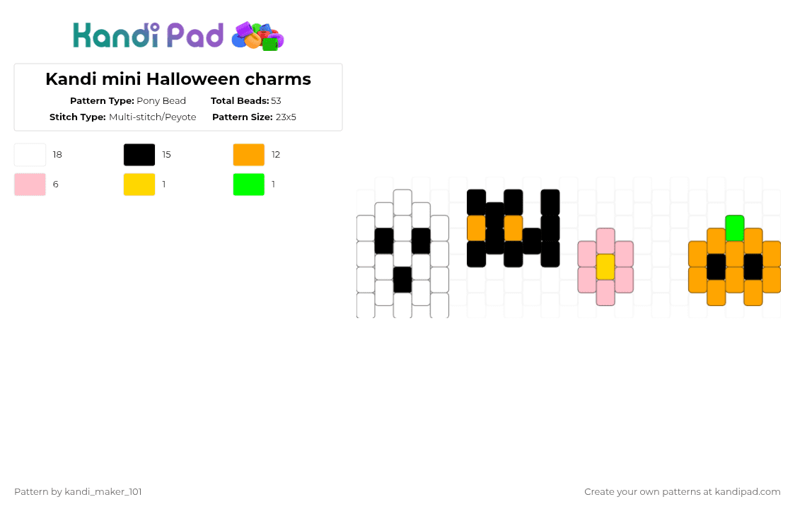 Kandi mini Halloween charms Pony Bead Pattern - Kandi Pad | Kandi ...