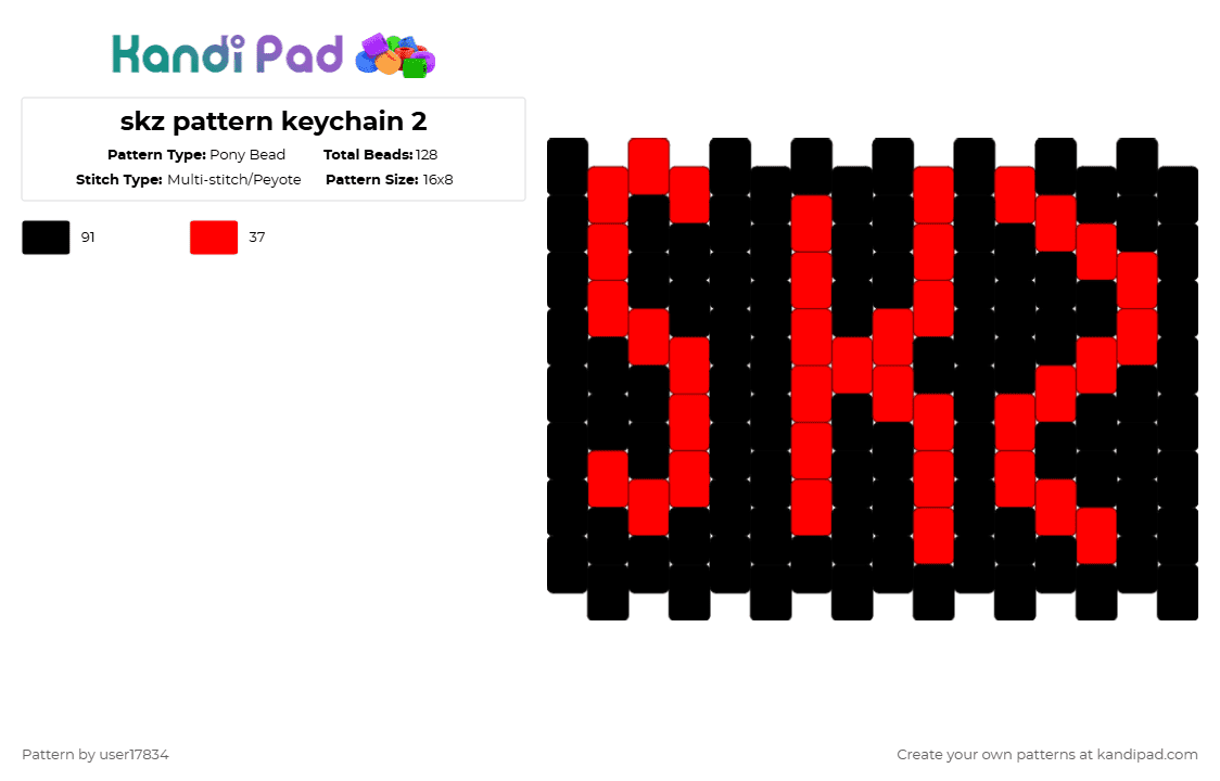 Skz pattern keychain 2 Pony Bead Pattern - Kandi Pad | Kandi Patterns ...