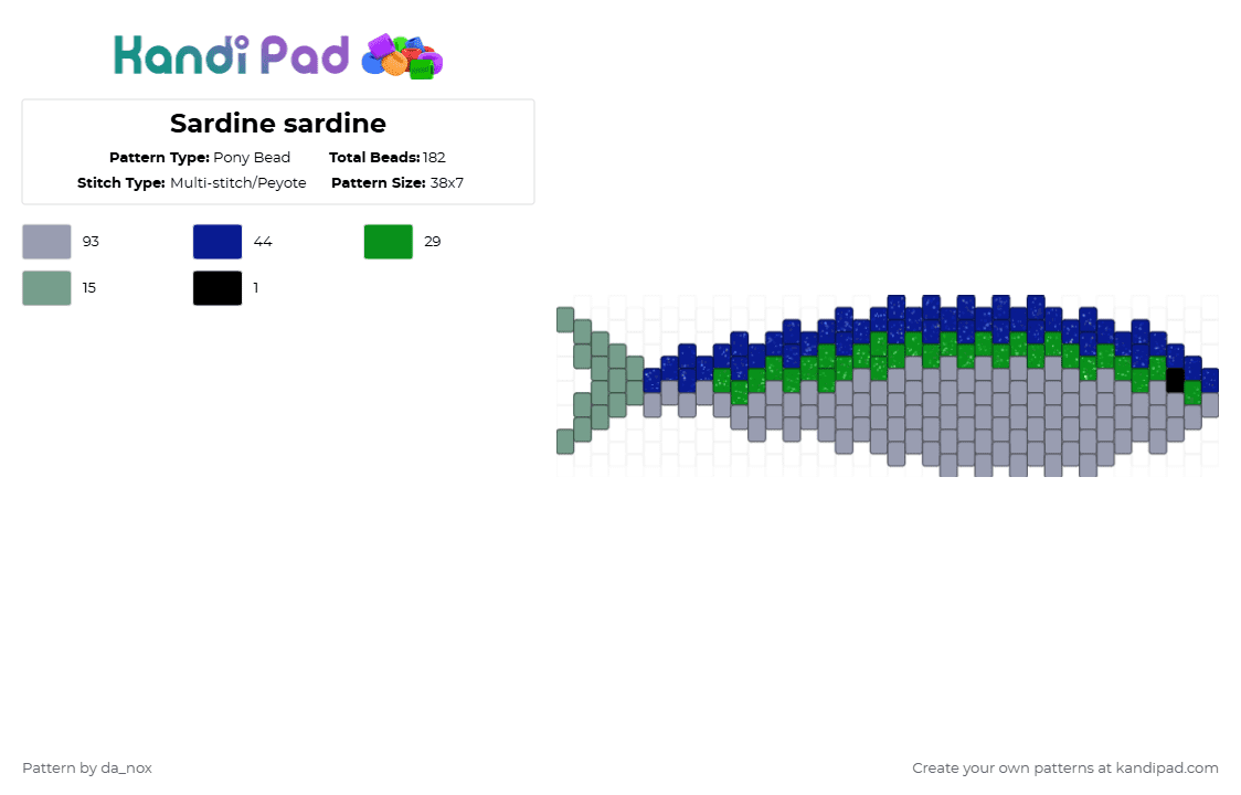Sardine sardine Pony Bead Pattern - Kandi Pad | Kandi Patterns, Fuse ...