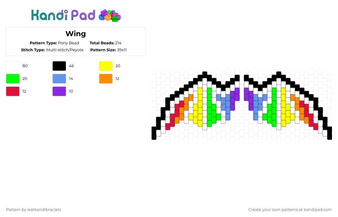 Wing Pony Bead Pattern - Kandi Pad | Kandi Patterns, Fuse Bead Patterns ...