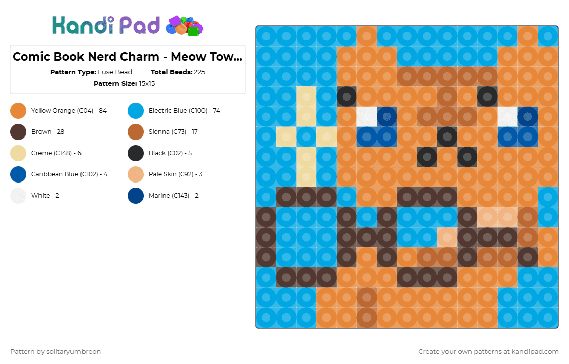 Comic Book Nerd Charm - Meow Tower(15×15) Fuse Bead Pattern - Kandi Pad ...