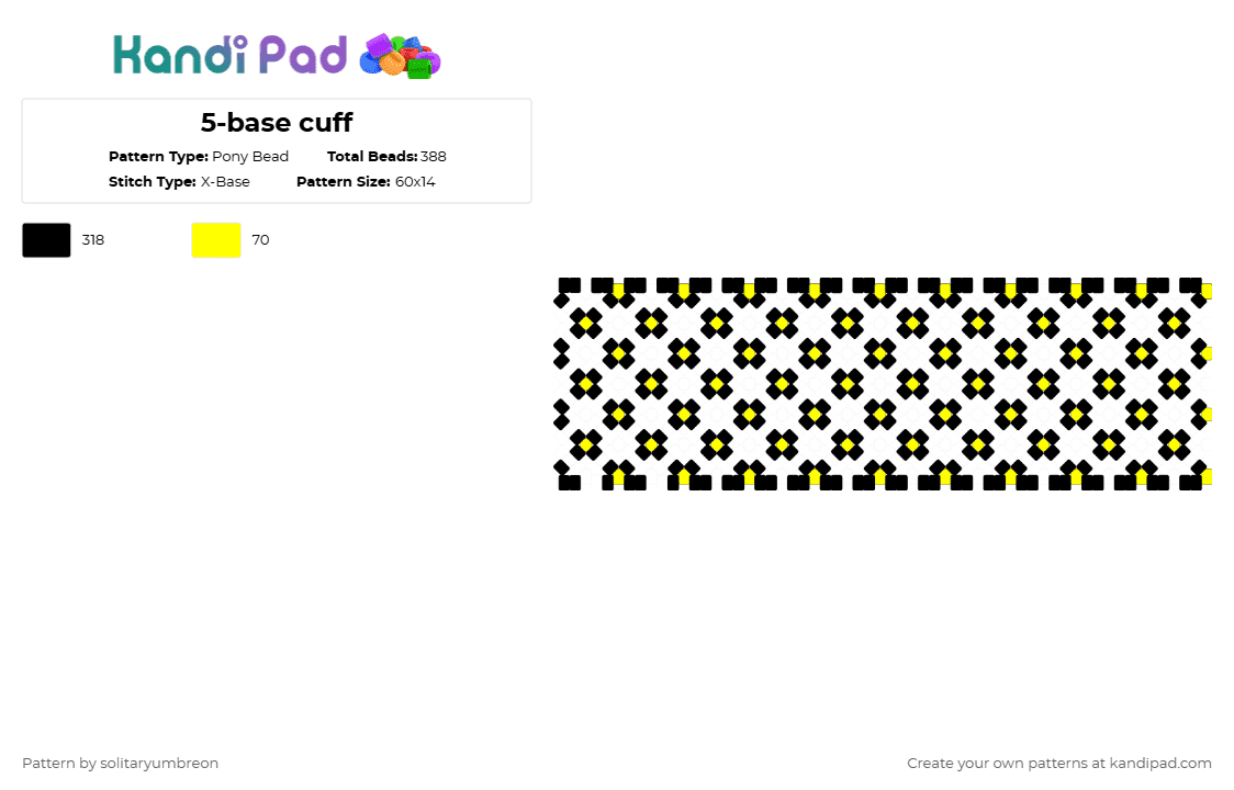 5-base cuff Pony Bead Pattern - Kandi Pad | Kandi Patterns, Fuse Bead ...