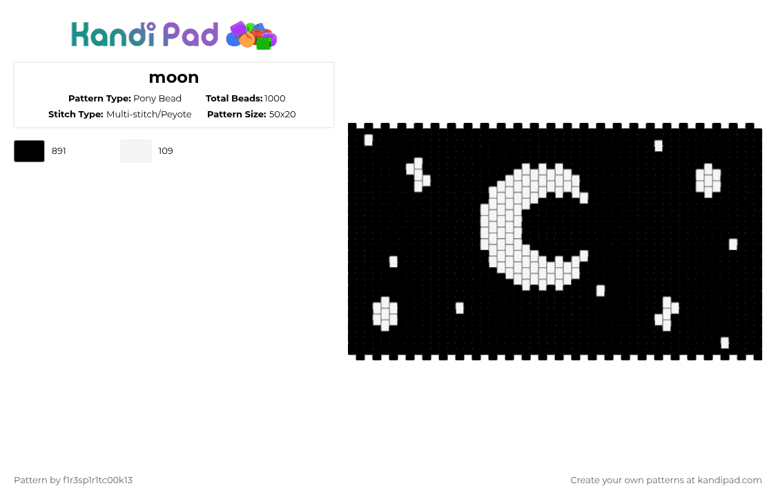 Moon Pony Bead Pattern - Kandi Pad | Kandi Patterns, Fuse Bead Patterns ...