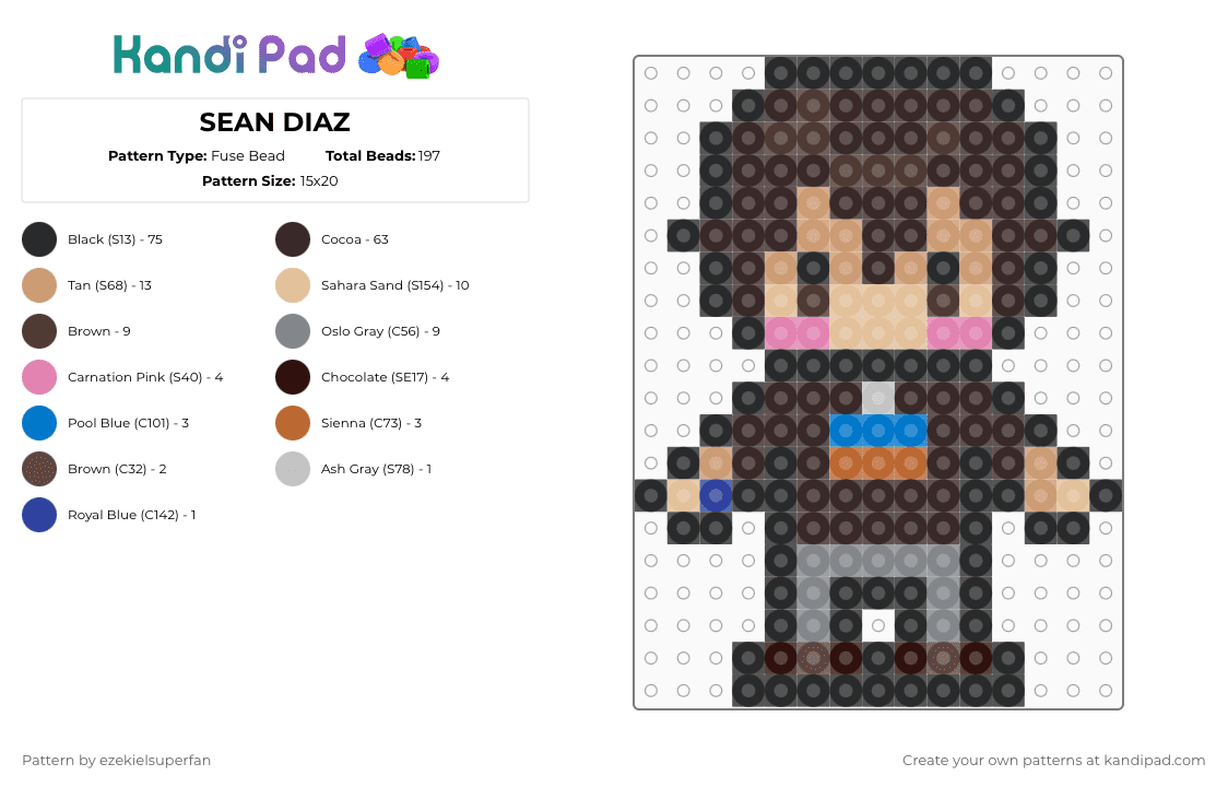 SEAN DIAZ Fuse Bead Pattern - Kandi Pad | Kandi Patterns, Fuse Bead ...