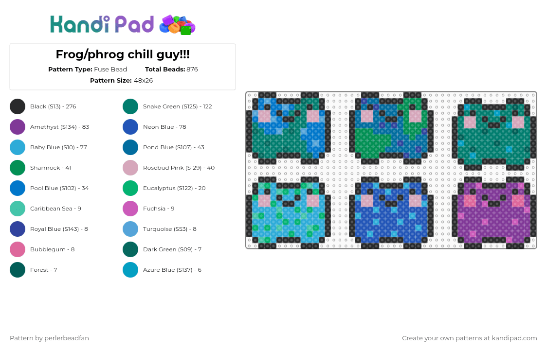 Frog/phrog chill guy!!! Fuse Bead Pattern - Kandi Pad | Kandi Patterns ...