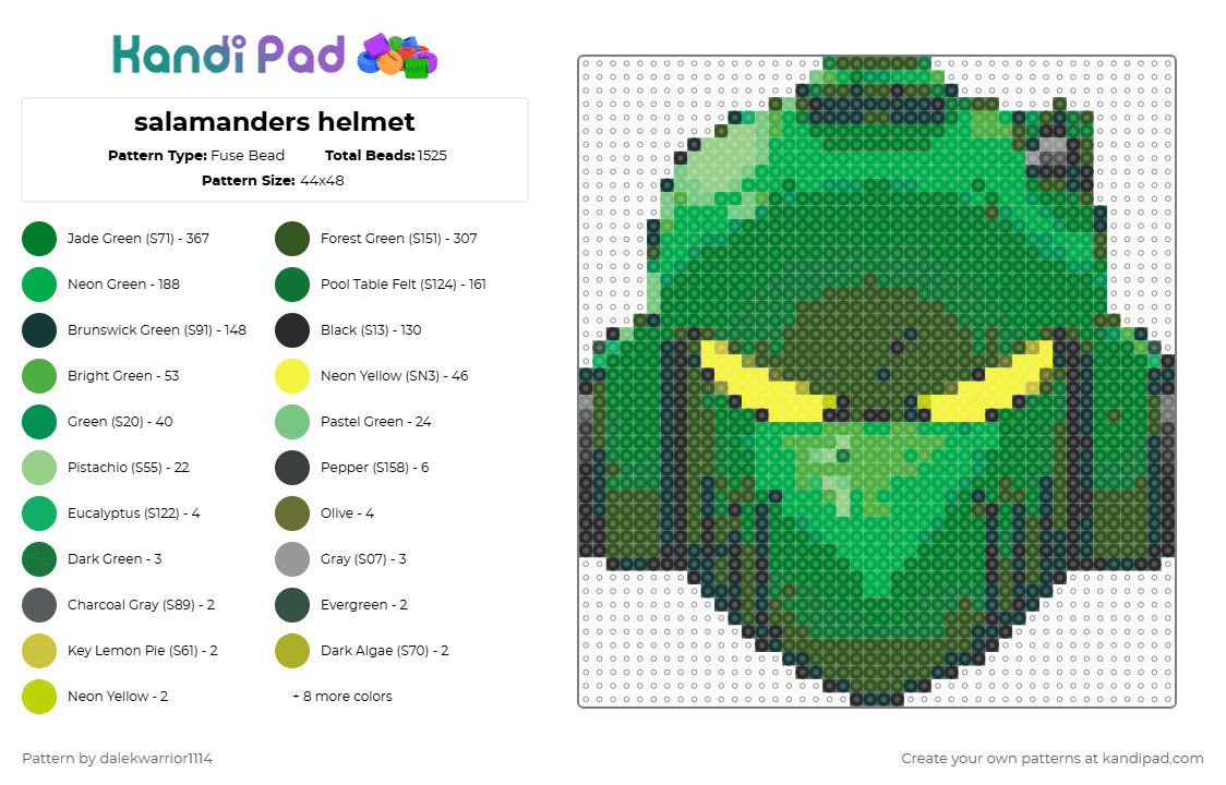 Salamanders helmet Fuse Bead Pattern - Kandi Pad | Kandi Patterns, Fuse ...
