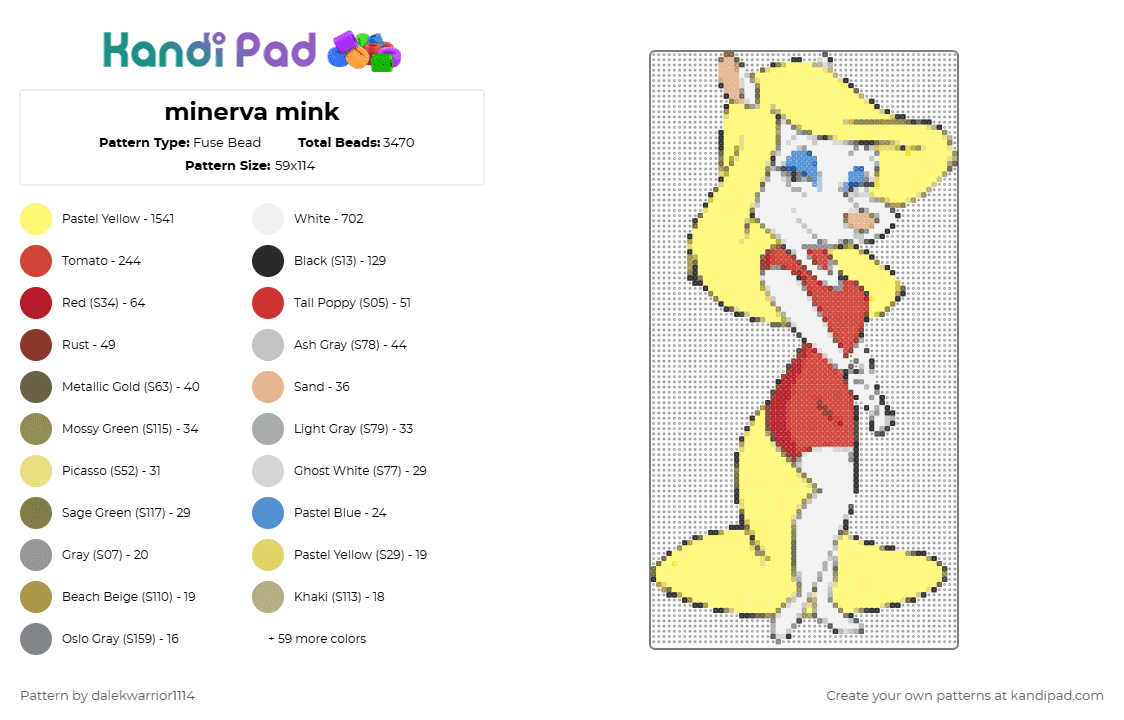 Minerva mink Fuse Bead Pattern - Kandi Pad | Kandi Patterns, Fuse Bead ...