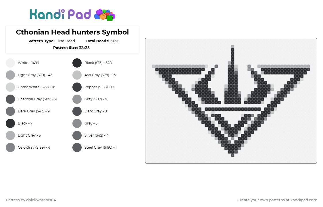 Cthonian Head hunters Symbol Fuse Bead Pattern - Kandi Pad | Kandi ...