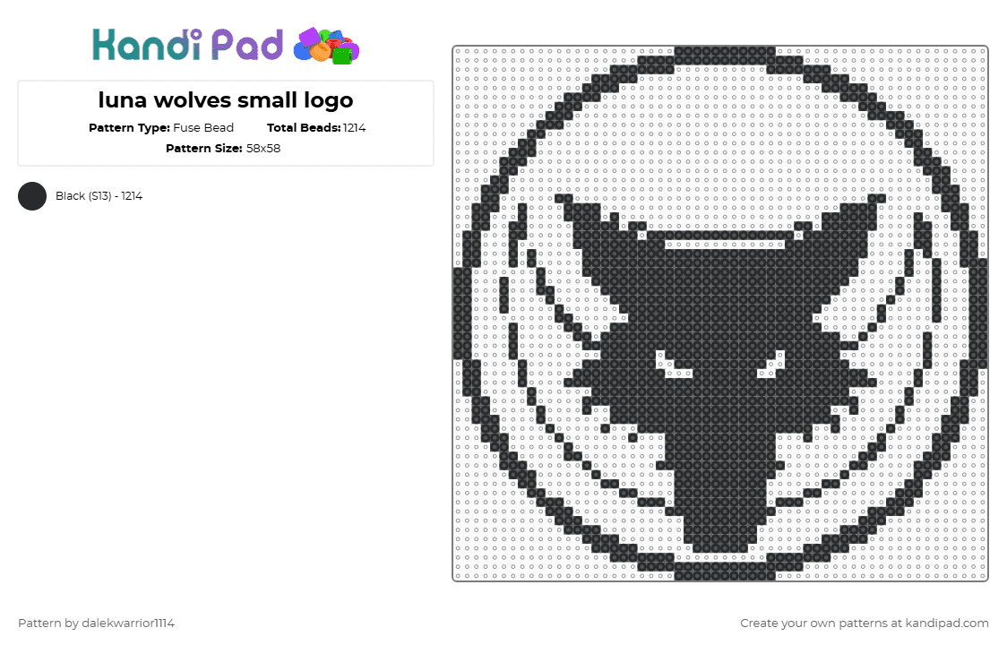 Luna wolves small logo Fuse Bead Pattern - Kandi Pad | Kandi Patterns ...