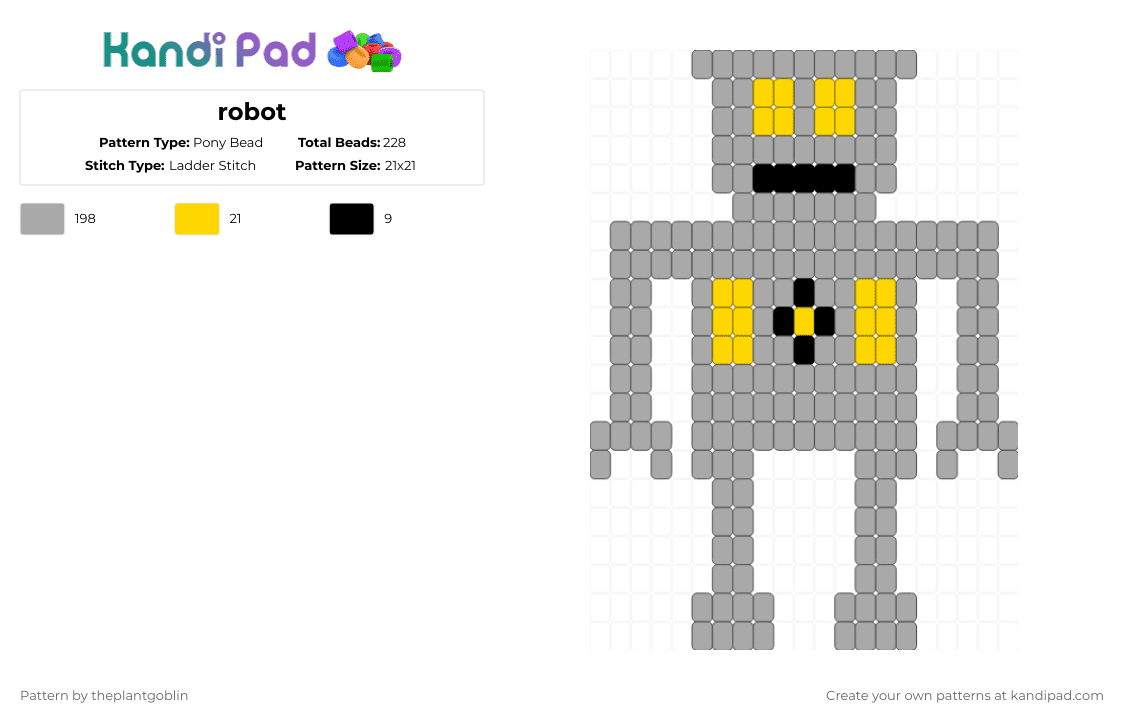 Robot Pony Bead Pattern - Kandi Pad | Kandi Patterns, Fuse Bead ...