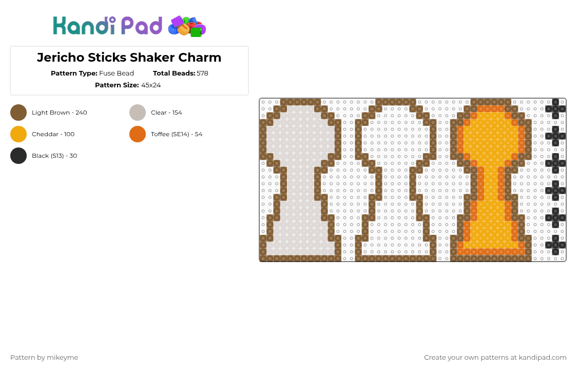 Jericho Sticks Shaker Charm Fuse Bead Pattern - Kandi Pad | Kandi ...