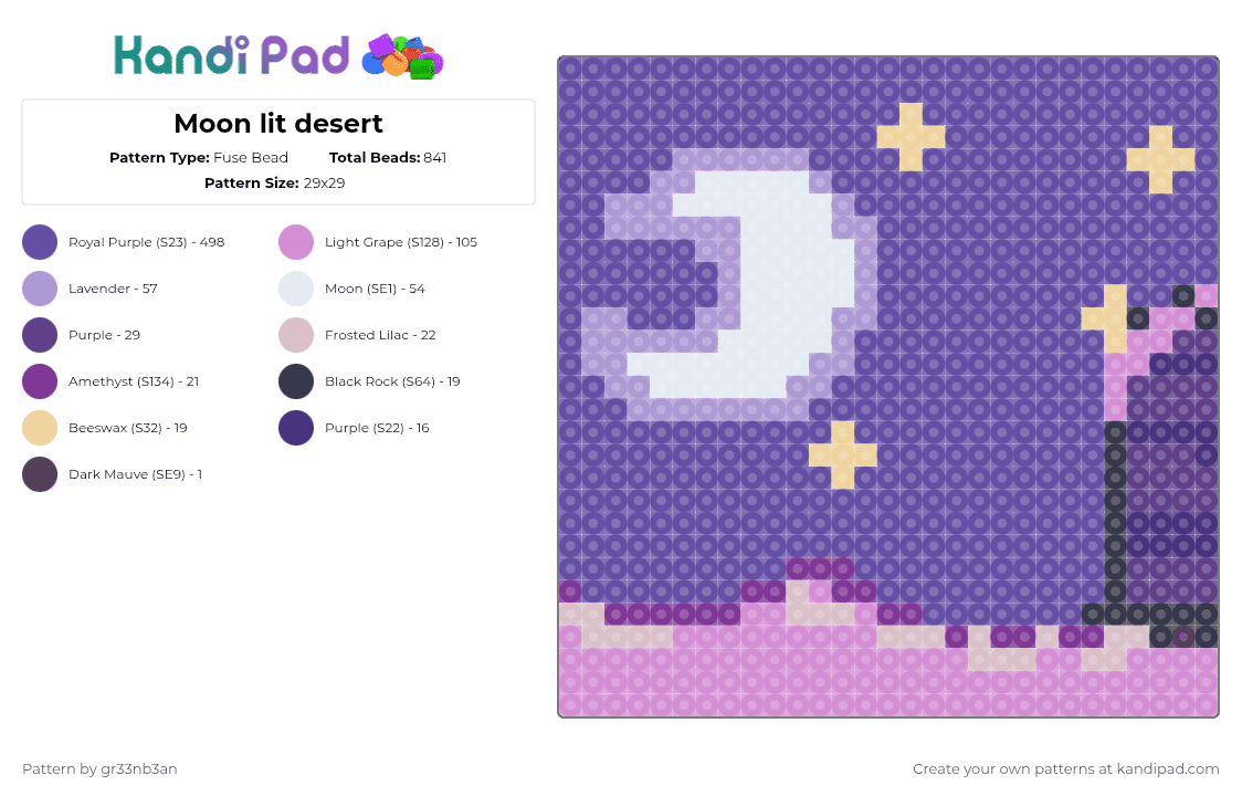 Moon lit desert Fuse Bead Pattern - Kandi Pad | Kandi Patterns, Fuse ...