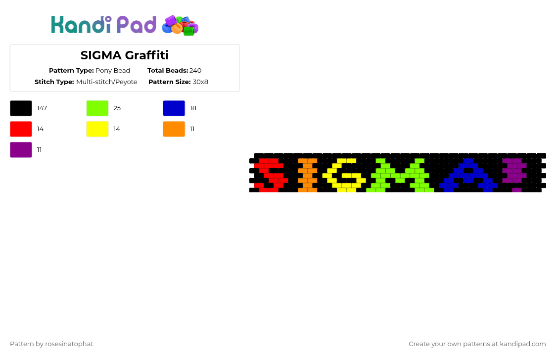 SIGMA Graffiti Pony Bead Pattern - Kandi Pad | Kandi Patterns, Fuse ...