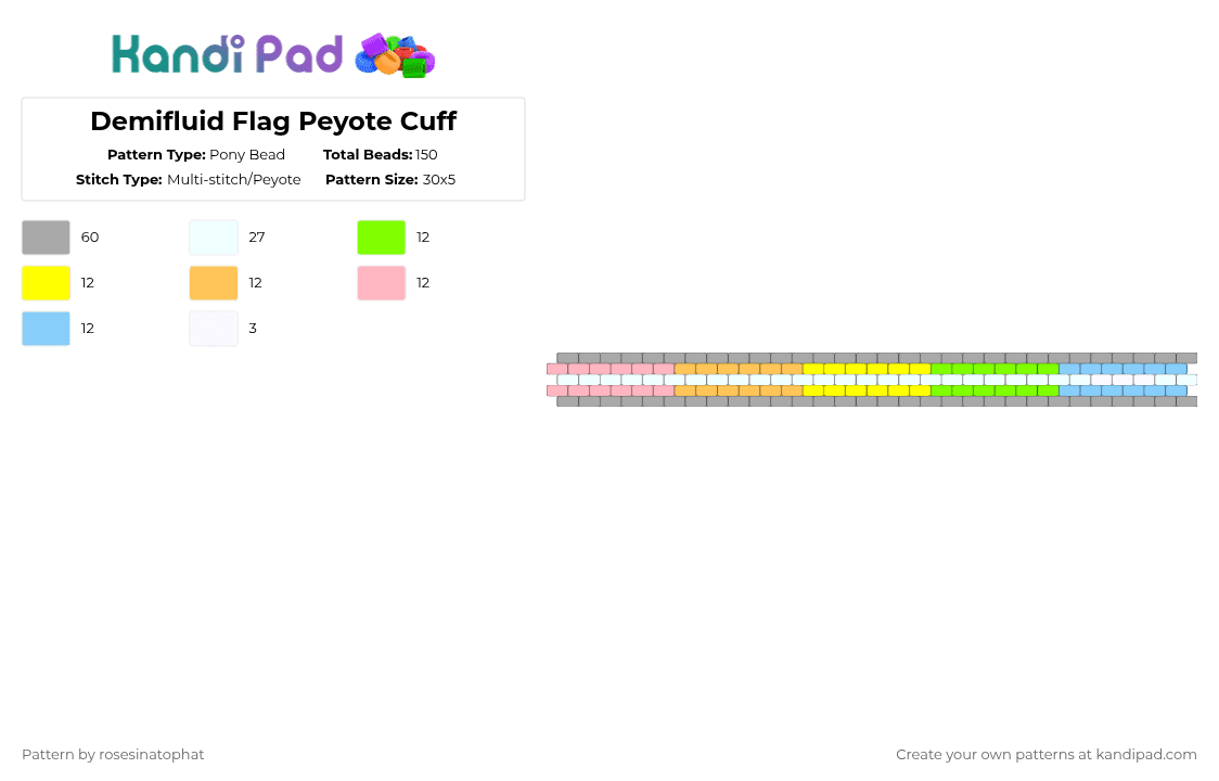 Demifluid Flag Peyote Cuff Pony Bead Pattern - Kandi Pad | Kandi ...