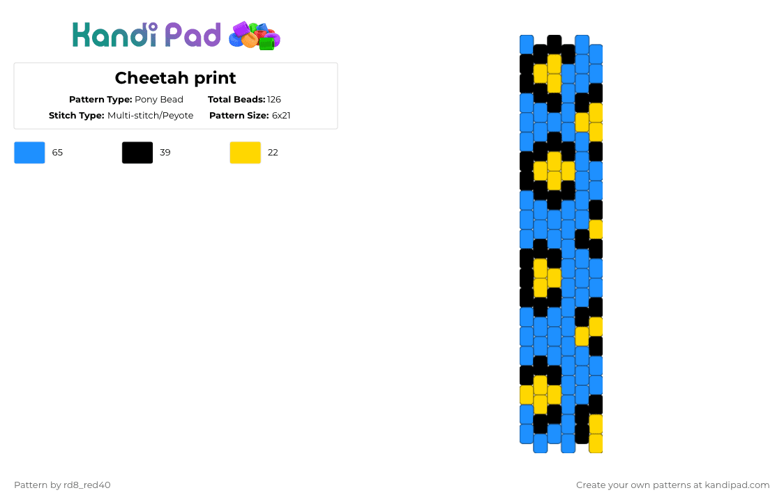 Cheetah print Pony Bead Pattern - Kandi Pad | Kandi Patterns, Fuse Bead ...