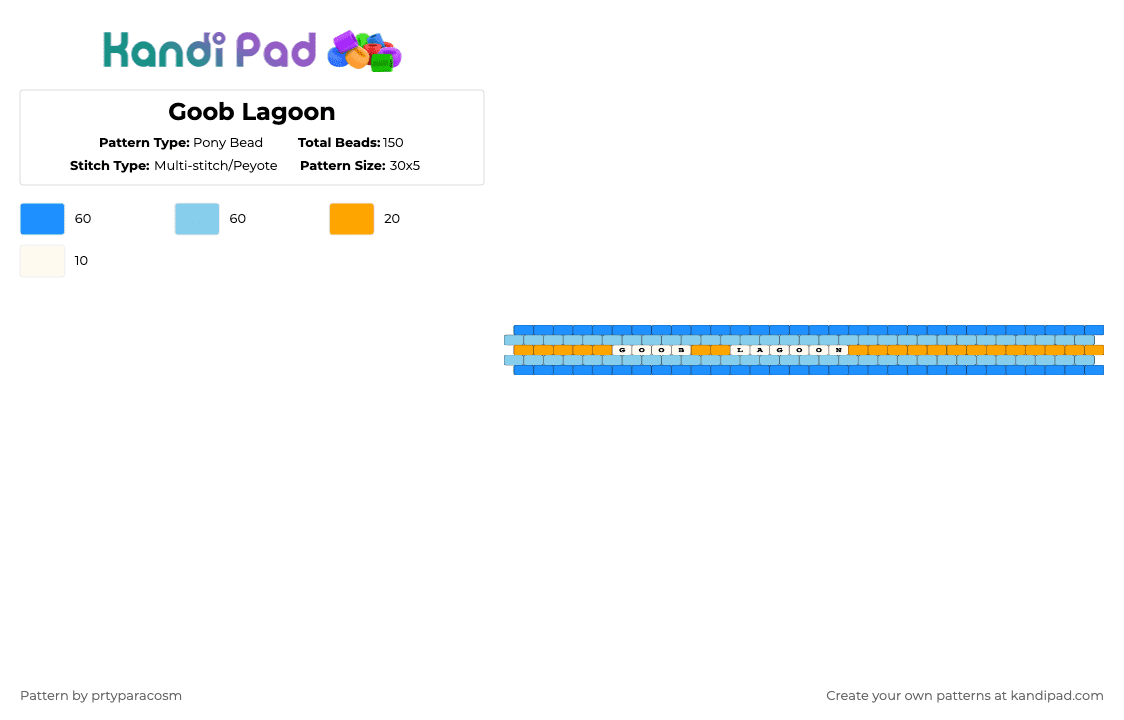 Goob Lagoon Pony Bead Pattern - Kandi Pad | Kandi Patterns, Fuse Bead ...