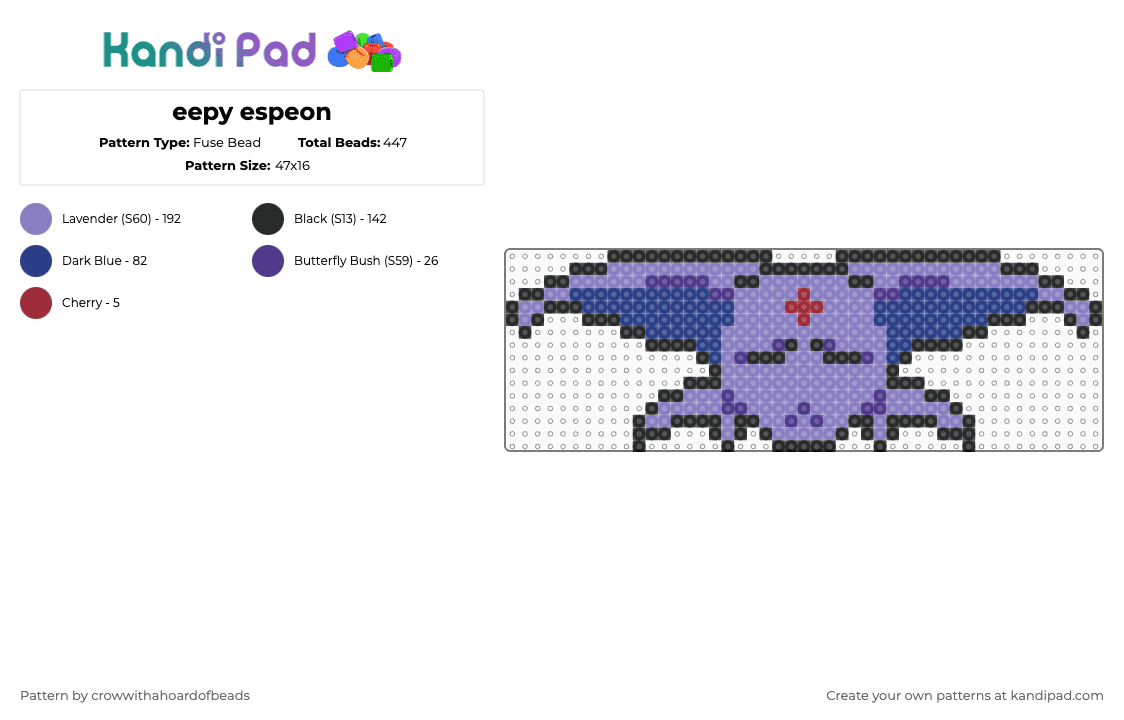 Eepy espeon Fuse Bead Pattern - Kandi Pad | Kandi Patterns, Fuse Bead ...