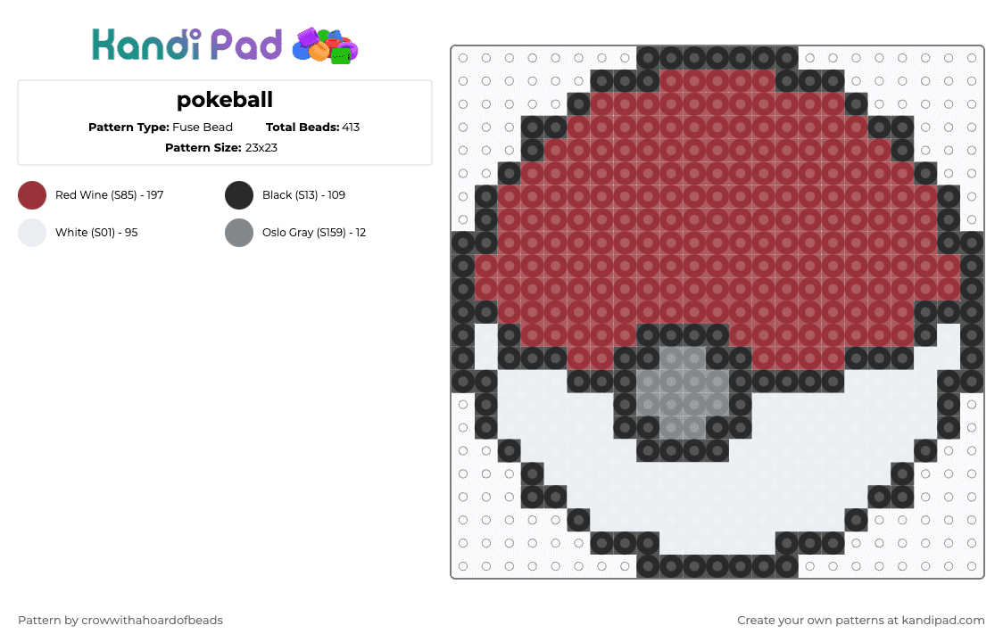 Pokeball Fuse Bead Pattern - Kandi Pad | Kandi Patterns, Fuse Bead ...