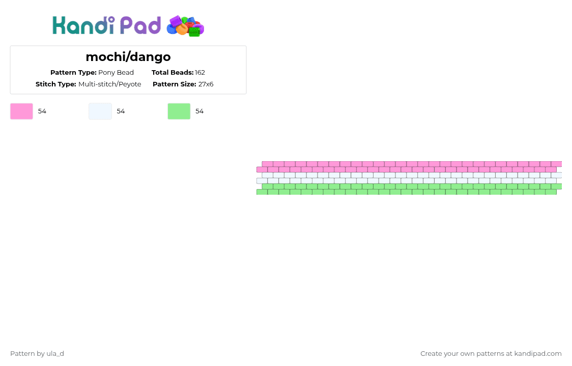 Mochi/dango Pony Bead Pattern - Kandi Pad | Kandi Patterns, Fuse Bead ...