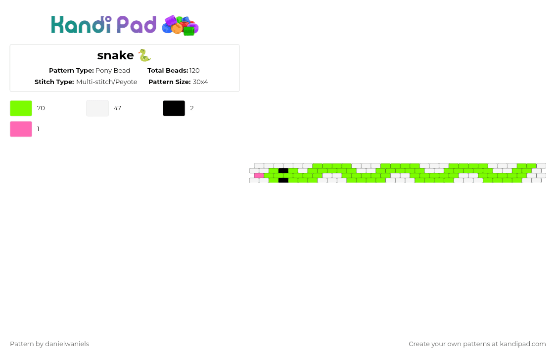 Snake 🐍 Pony Bead Pattern - Kandi Pad | Kandi Patterns, Fuse Bead ...