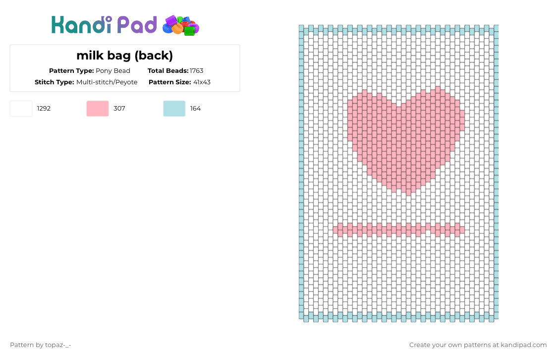 Milk bag (back) Pony Bead Pattern - Kandi Pad | Kandi Patterns, Fuse ...