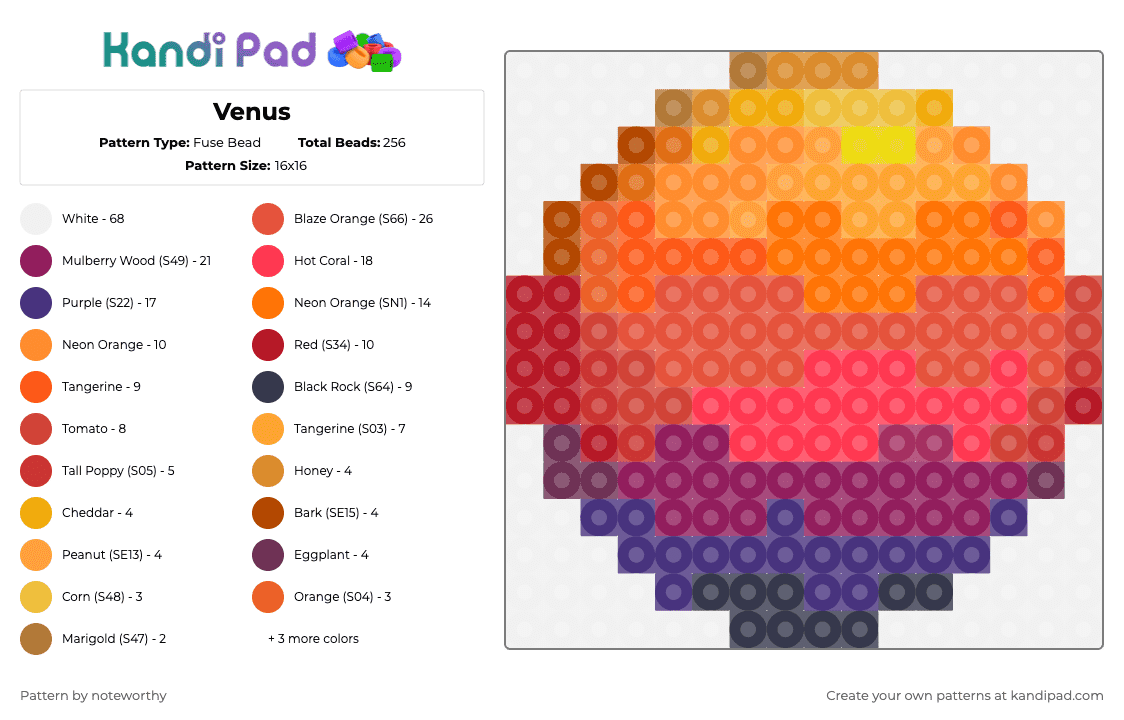 Venus Fuse Bead Pattern - Kandi Pad | Kandi Patterns, Fuse Bead ...