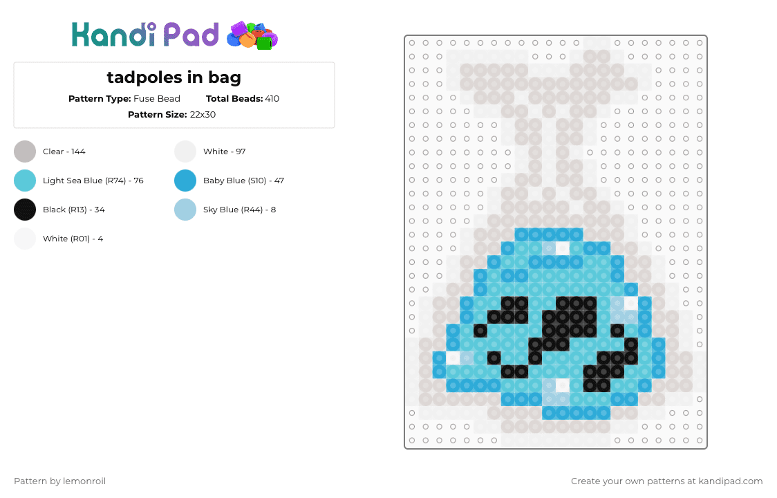 Tadpoles in bag Fuse Bead Pattern - Kandi Pad | Kandi Patterns, Fuse ...