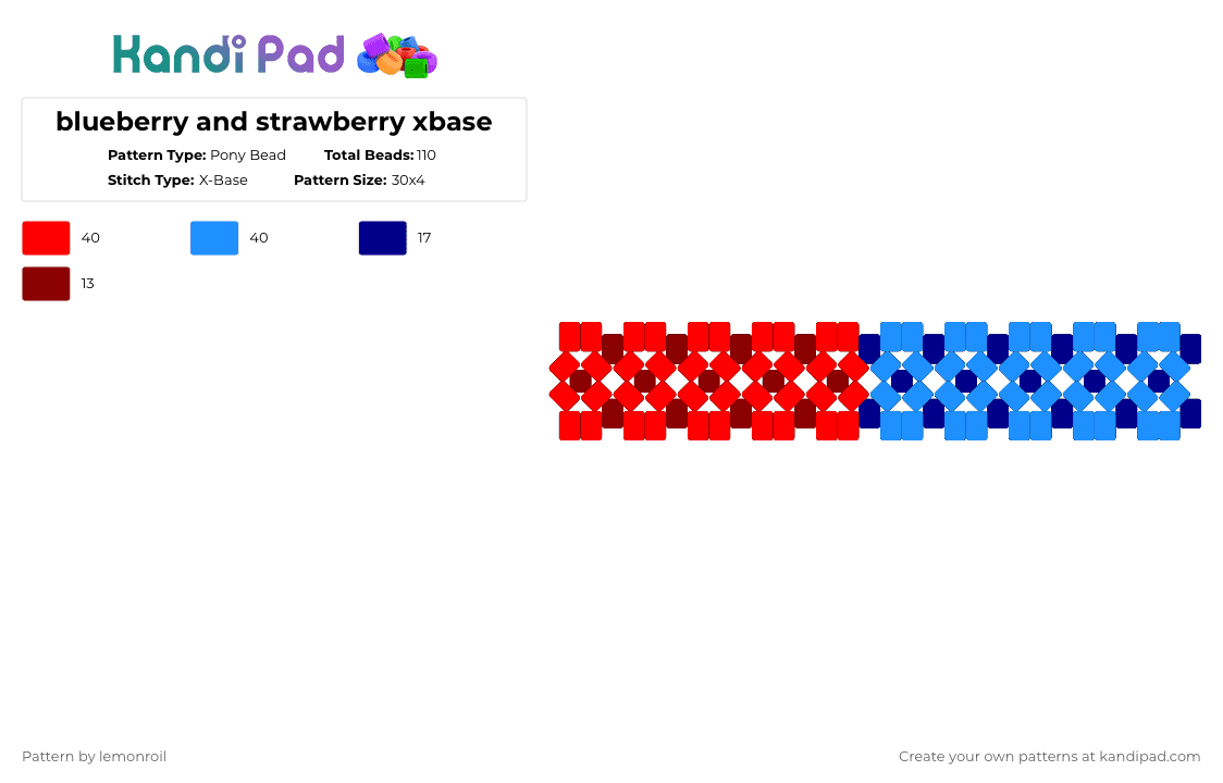 Blueberry and strawberry xbase Pony Bead Pattern - Kandi Pad | Kandi ...