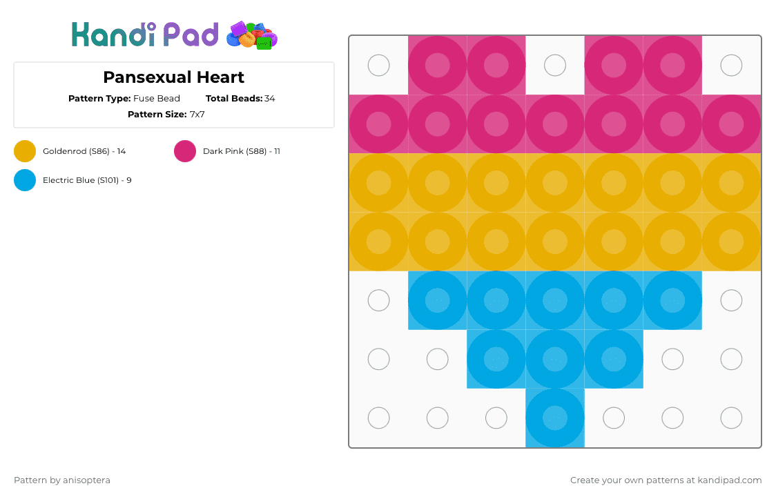 Pansexual Heart Fuse Bead Pattern - Kandi Pad | Kandi Patterns, Fuse ...