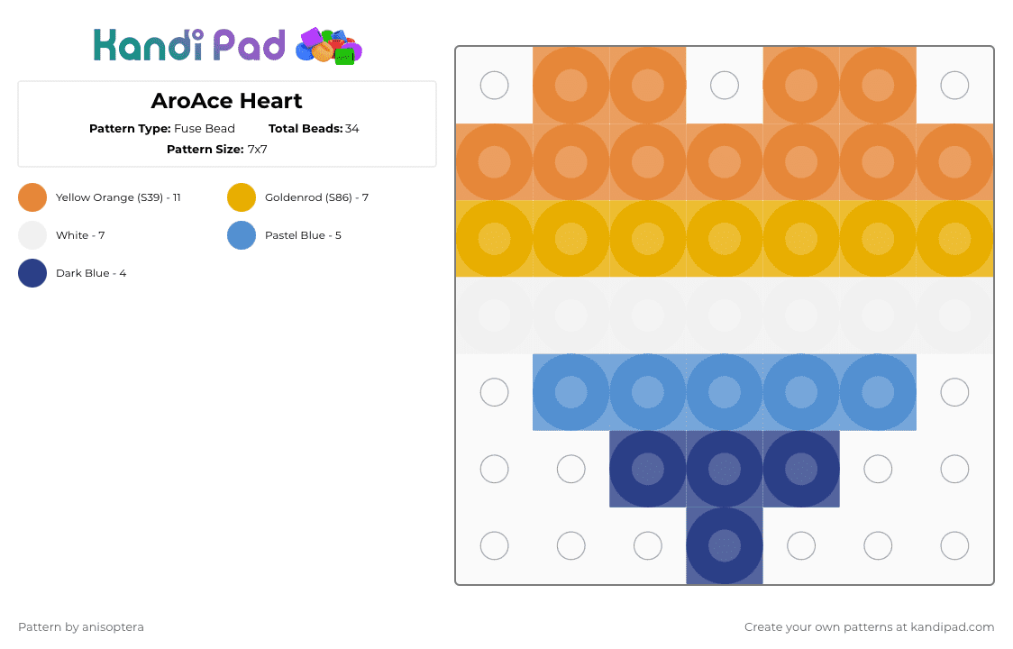 AroAce Heart Fuse Bead Pattern - Kandi Pad | Kandi Patterns, Fuse Bead ...