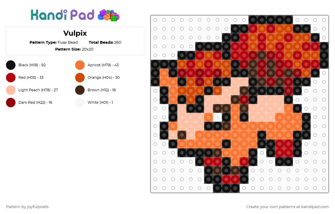 Vulpix Fuse Bead Pattern - Kandi Pad | Kandi Patterns, Fuse Bead ...