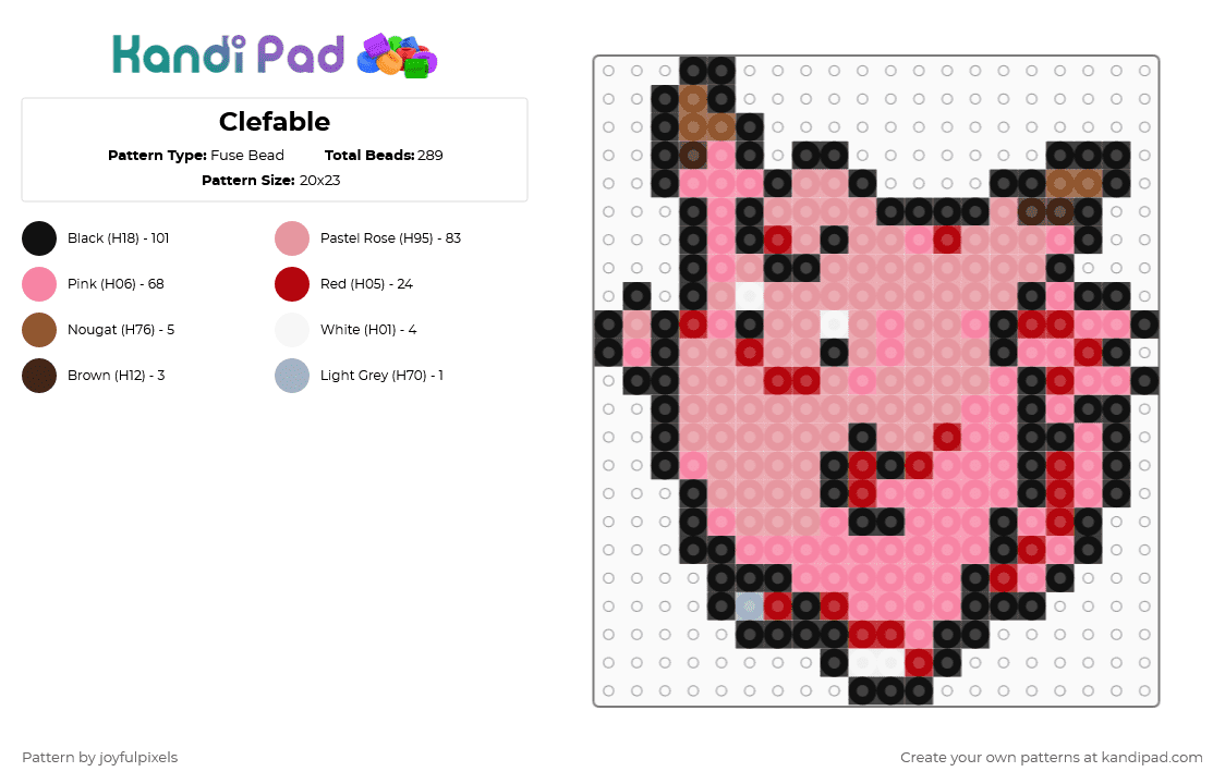 Clefable Fuse Bead Pattern - Kandi Pad | Kandi Patterns, Fuse Bead ...