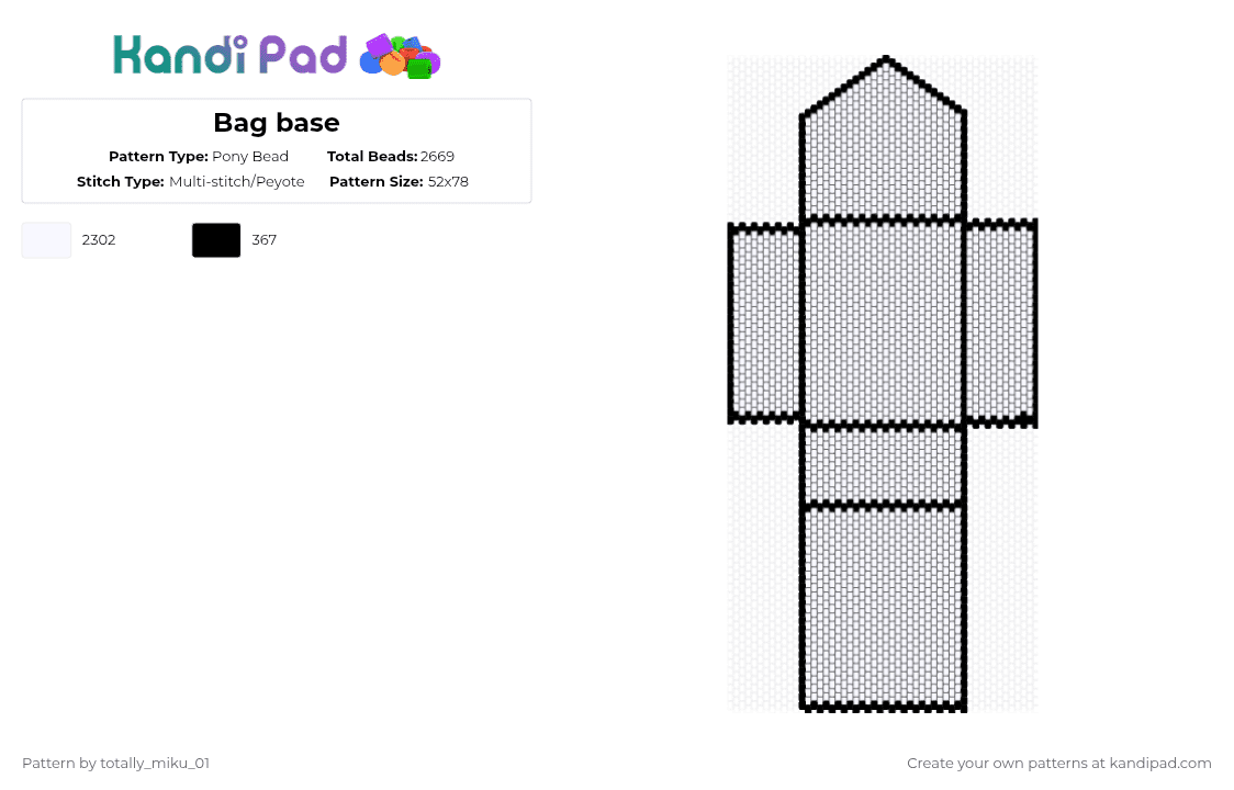 Bag base Pony Bead Pattern - Kandi Pad | Kandi Patterns, Fuse Bead ...