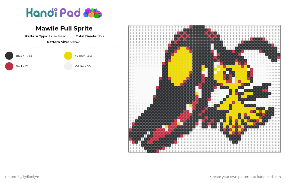 Mawile Full Sprite Fuse Bead Pattern - Kandi Pad | Kandi Patterns, Fuse ...