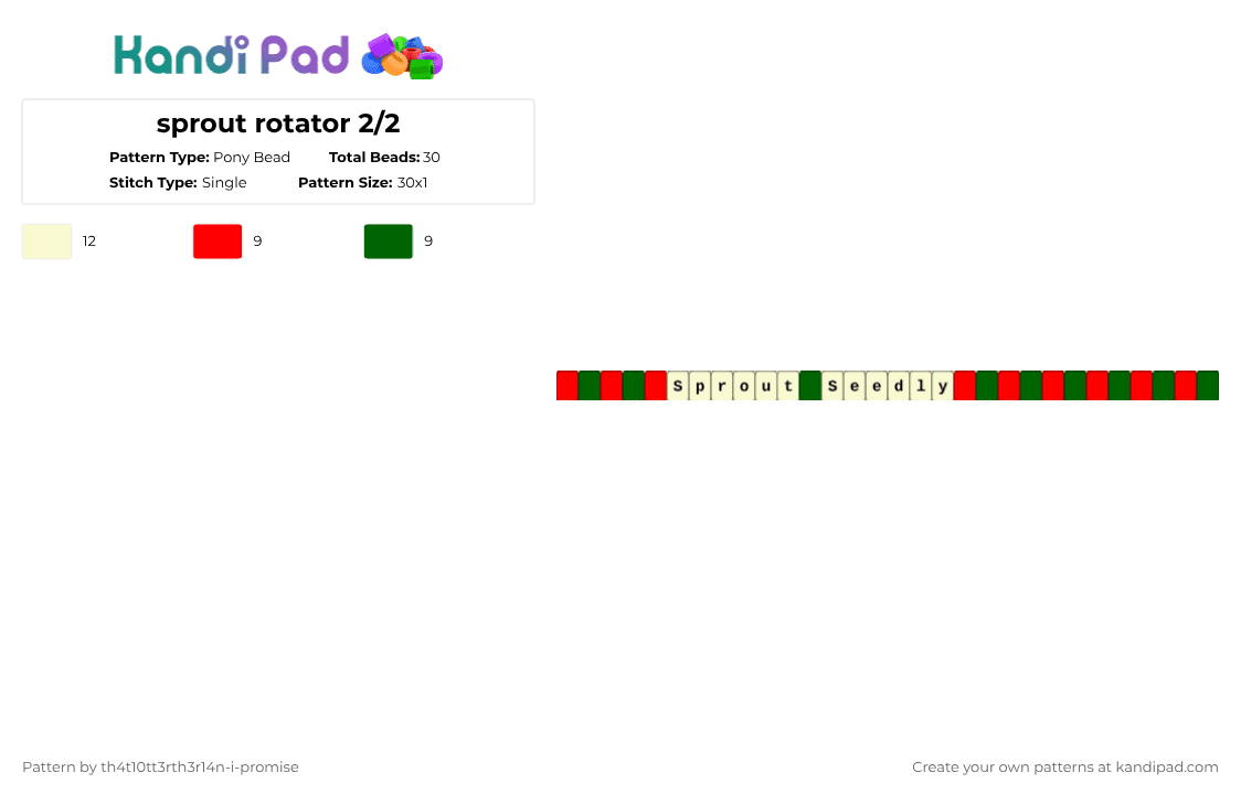 Sprout rotator 2/2 Pony Bead Pattern - Kandi Pad | Kandi Patterns, Fuse ...