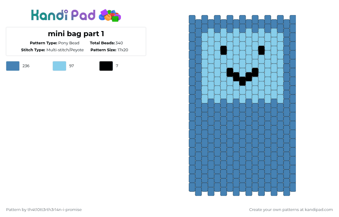 Mini bag part 1 Pony Bead Pattern - Kandi Pad | Kandi Patterns, Fuse ...