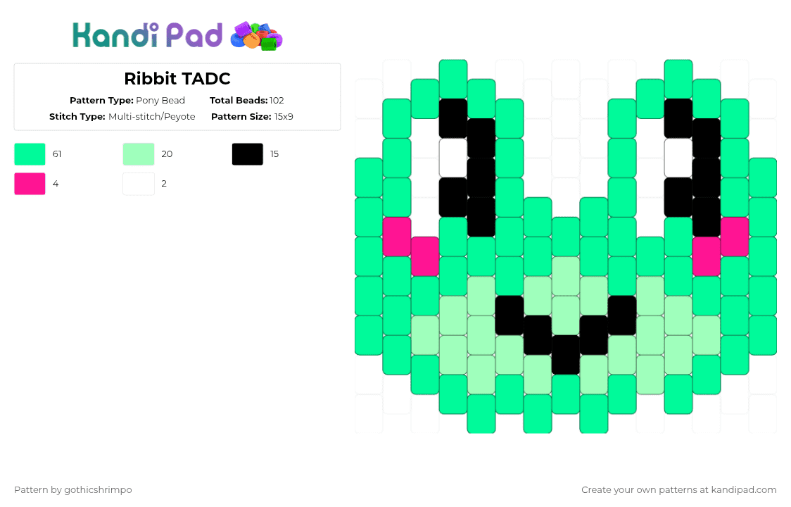 Ribbit TADC Pony Bead Pattern - Kandi Pad | Kandi Patterns, Fuse Bead ...