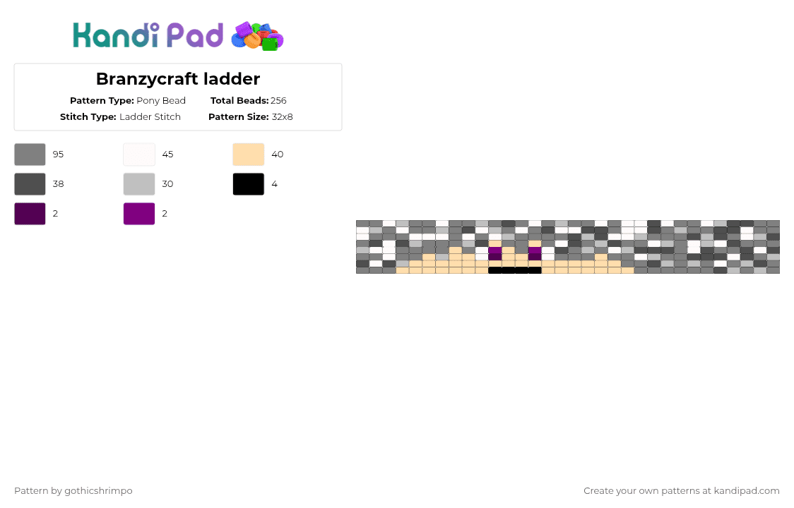 Branzycraft ladder Pony Bead Pattern - Kandi Pad | Kandi Patterns, Fuse ...