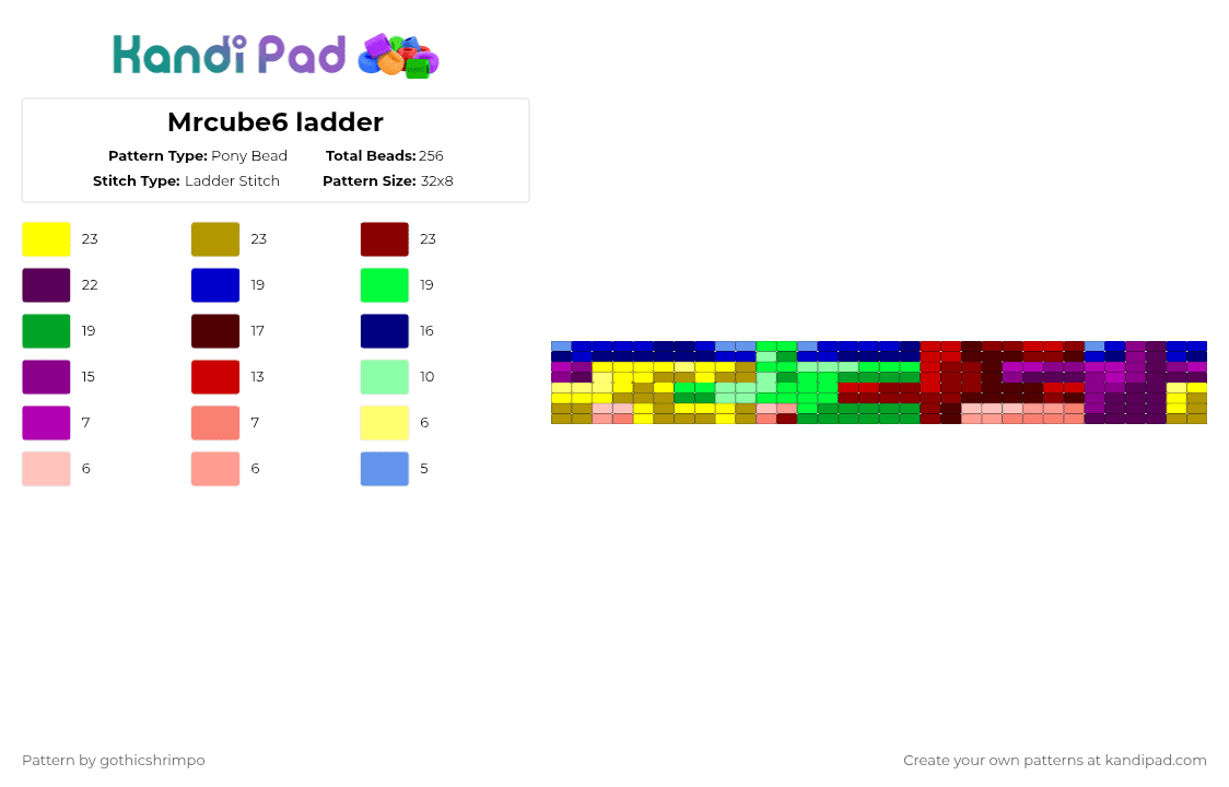 Mrcube6 ladder Pony Bead Pattern - Kandi Pad | Kandi Patterns, Fuse ...