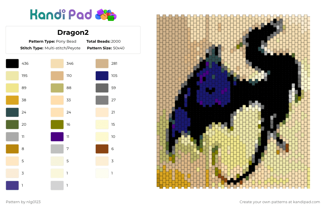 Dragon2 Pony Bead Pattern - Kandi Pad | Kandi Patterns, Fuse Bead ...