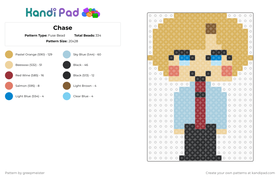 Chase Fuse Bead Pattern - Kandi Pad | Kandi Patterns, Fuse Bead ...