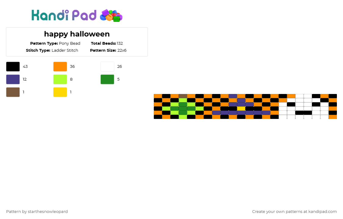 Happy halloween Pony Bead Pattern - Kandi Pad | Kandi Patterns, Fuse ...