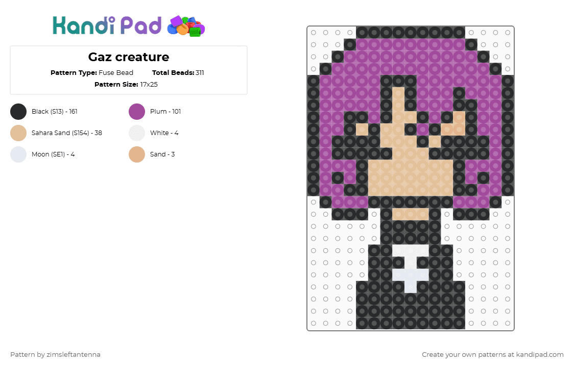 Gaz creature || invader zim Fuse Bead Pattern - Kandi Pad | Kandi ...