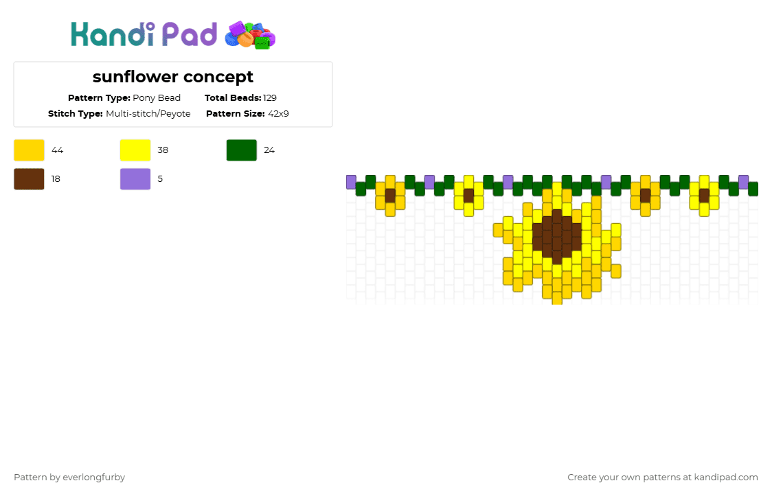 Sunflower concept Pony Bead Pattern - Kandi Pad | Kandi Patterns, Fuse ...