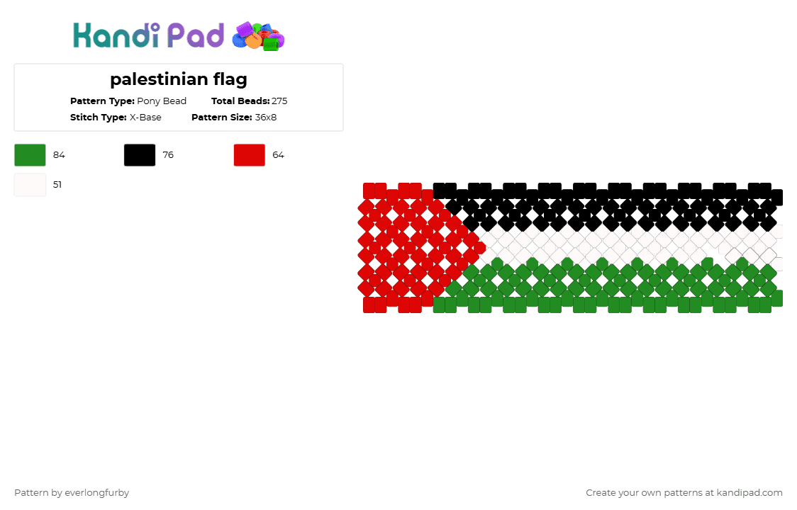 Palestinian flag Pony Bead Pattern - Kandi Pad | Kandi Patterns, Fuse ...