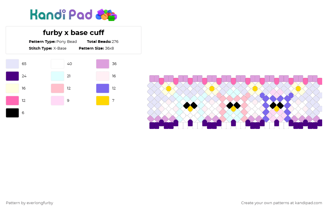 Furby x base cuff Pony Bead Pattern - Kandi Pad | Kandi Patterns, Fuse ...