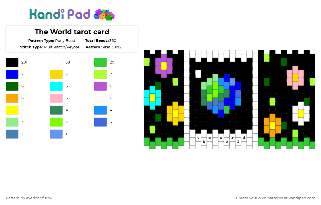 The World tarot card Pony Bead Pattern - Kandi Pad | Kandi Patterns ...