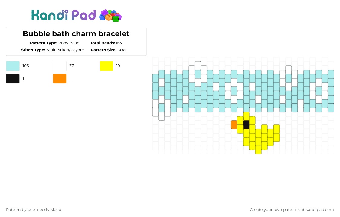 Bubble bath charm bracelet Pony Bead Pattern - Kandi Pad | Kandi ...