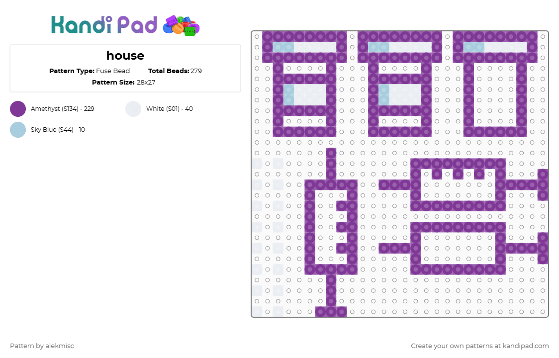 House Fuse Bead Pattern - Kandi Pad | Kandi Patterns, Fuse Bead ...